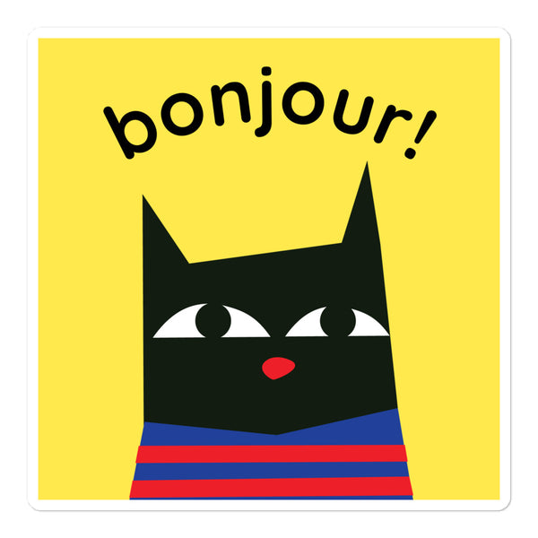 Bonjour French Cat Sticker - gabo and mateo designs